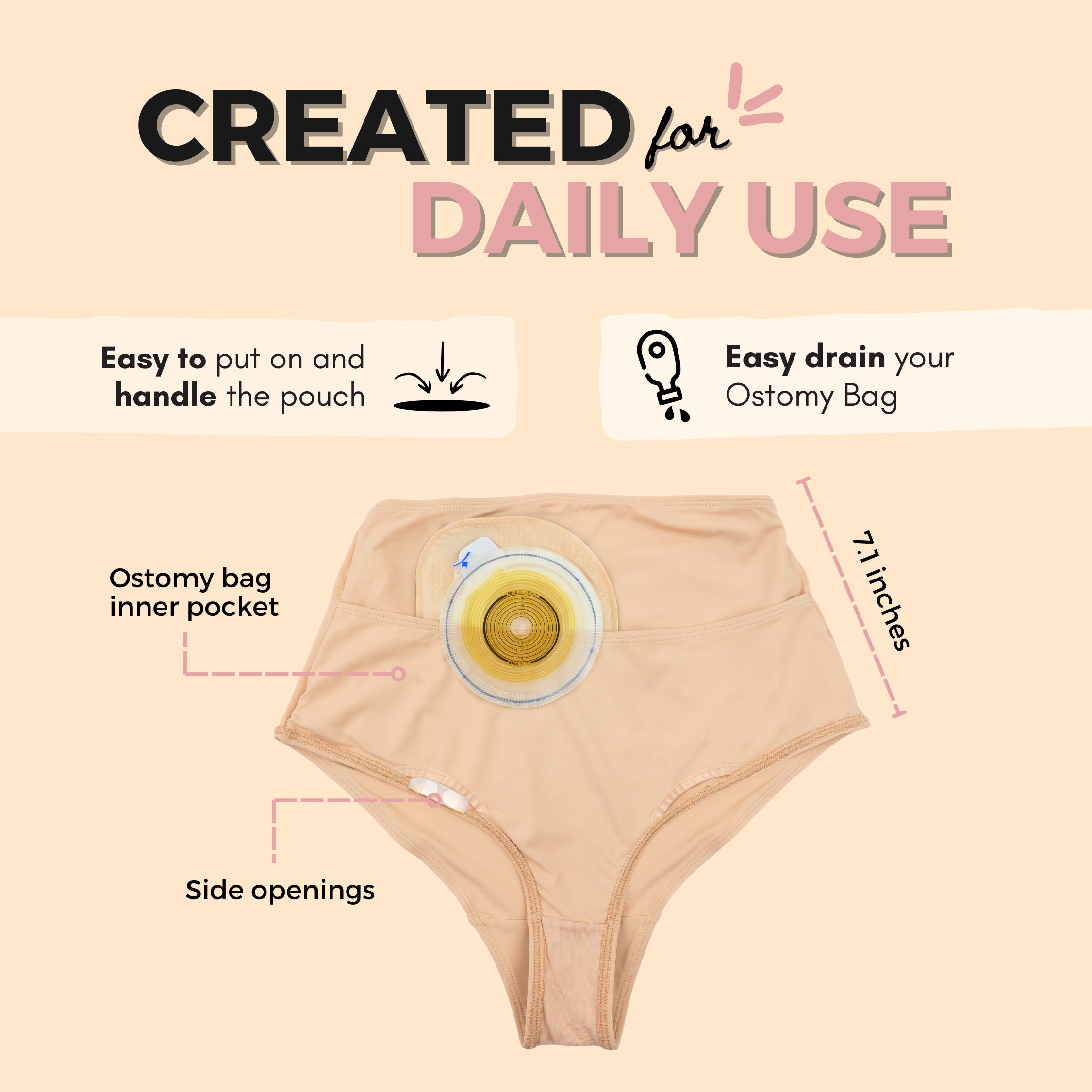 Siil Ostomy Underwear Beige Stoma Bag Covers Ostomy Pouch Covers Ostomy