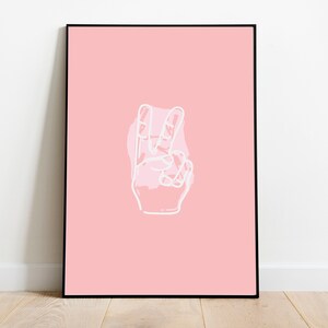 Hot Pink Preppy Peace Sign Poster, Pink, Line Drawing, Teen Art Print ...