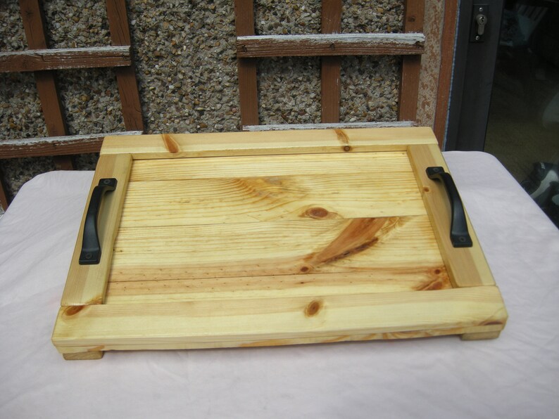 Handcrafted Rustic Wooden Serving Tray With Handles - Etsy