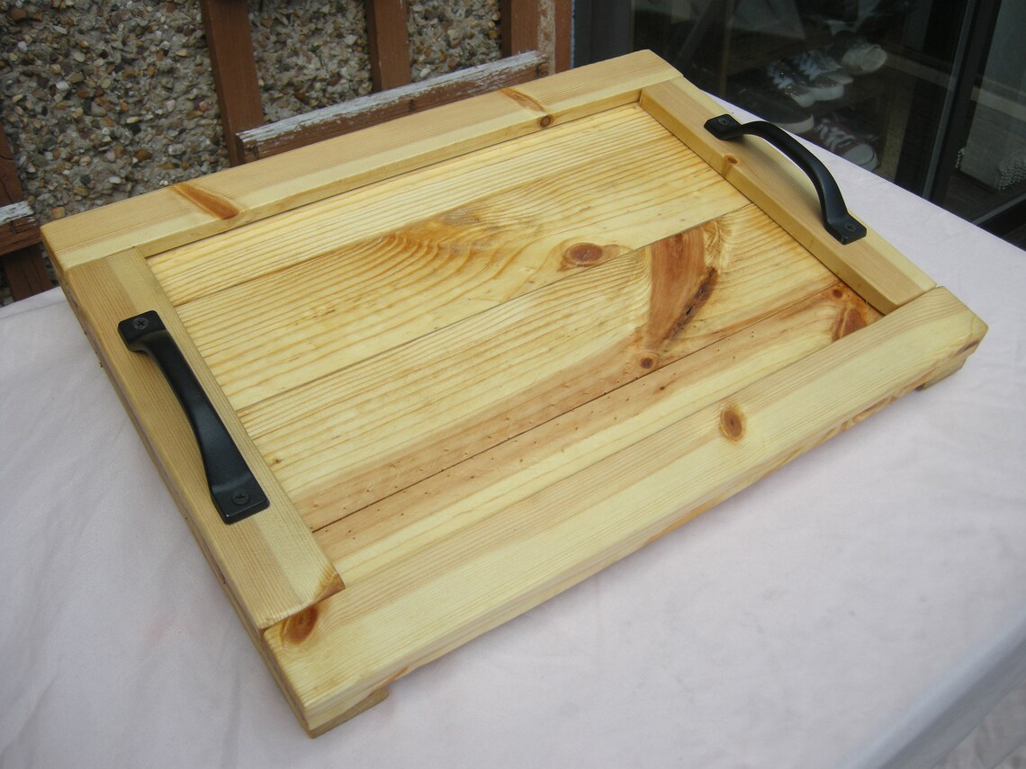 Handcrafted Rustic Wooden Serving Tray With Handles - Etsy