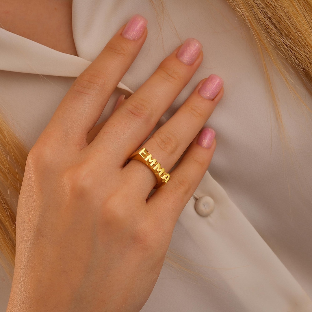 Personalized Sterling Silver Name Ring – Custom Engraved Jewelry Gift for Women, Anniversary ...