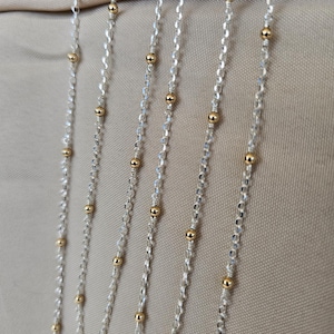 Sterling Silver Chain and 14K Gold Filled Beaded Mixed Metal Chain for ...