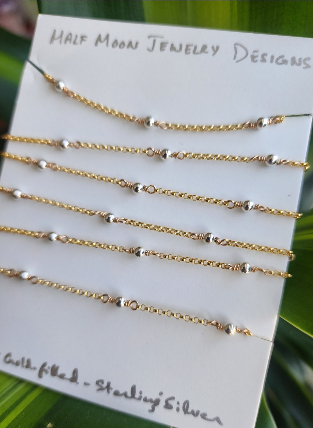 14K Gold Filled Chain With Sterling Silver Beads | Mixed Metal | Dainty ...