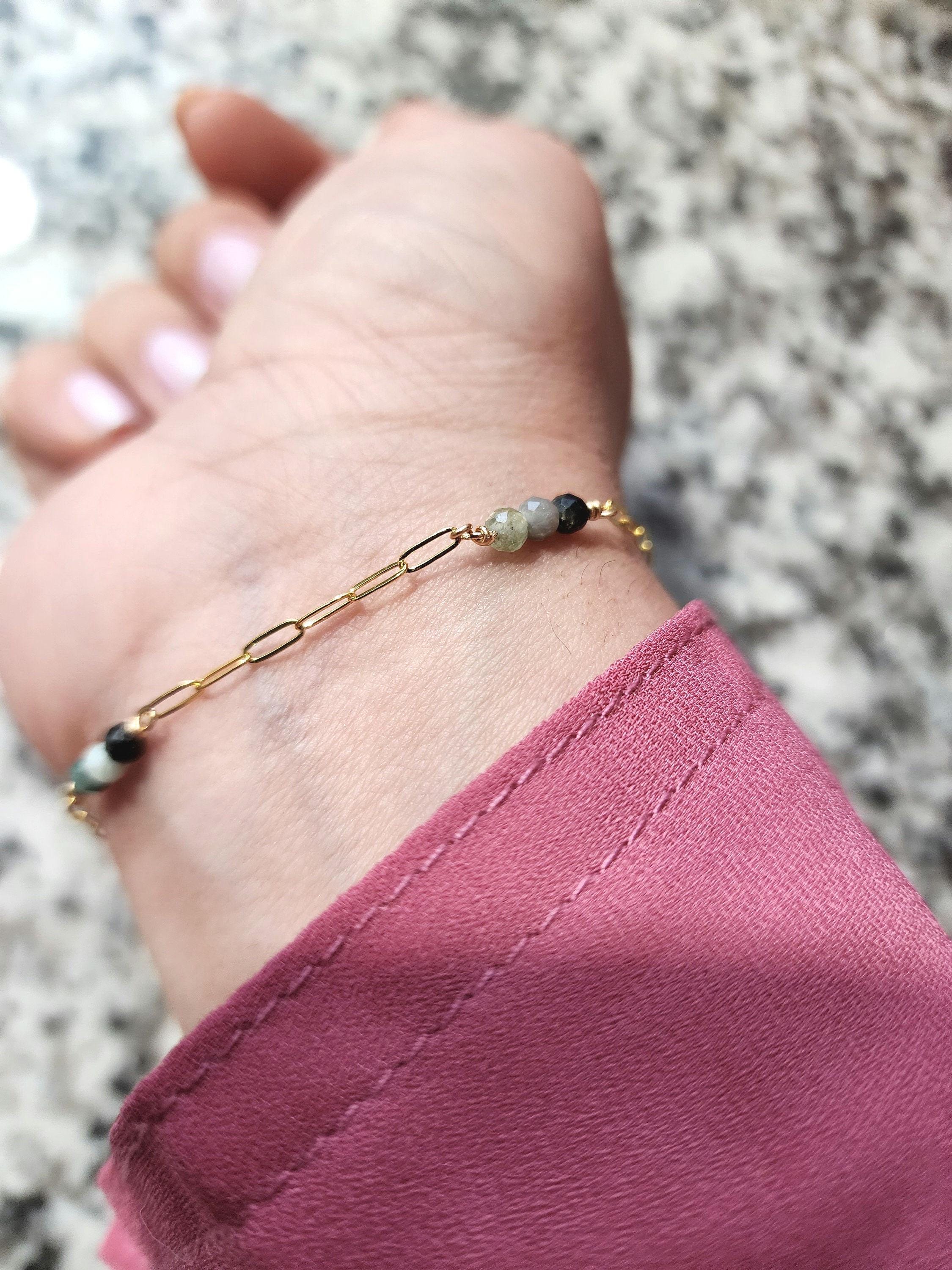 Emerald Bracelet 14K Gold-filled may Birth Month Bracelet,genuine ...