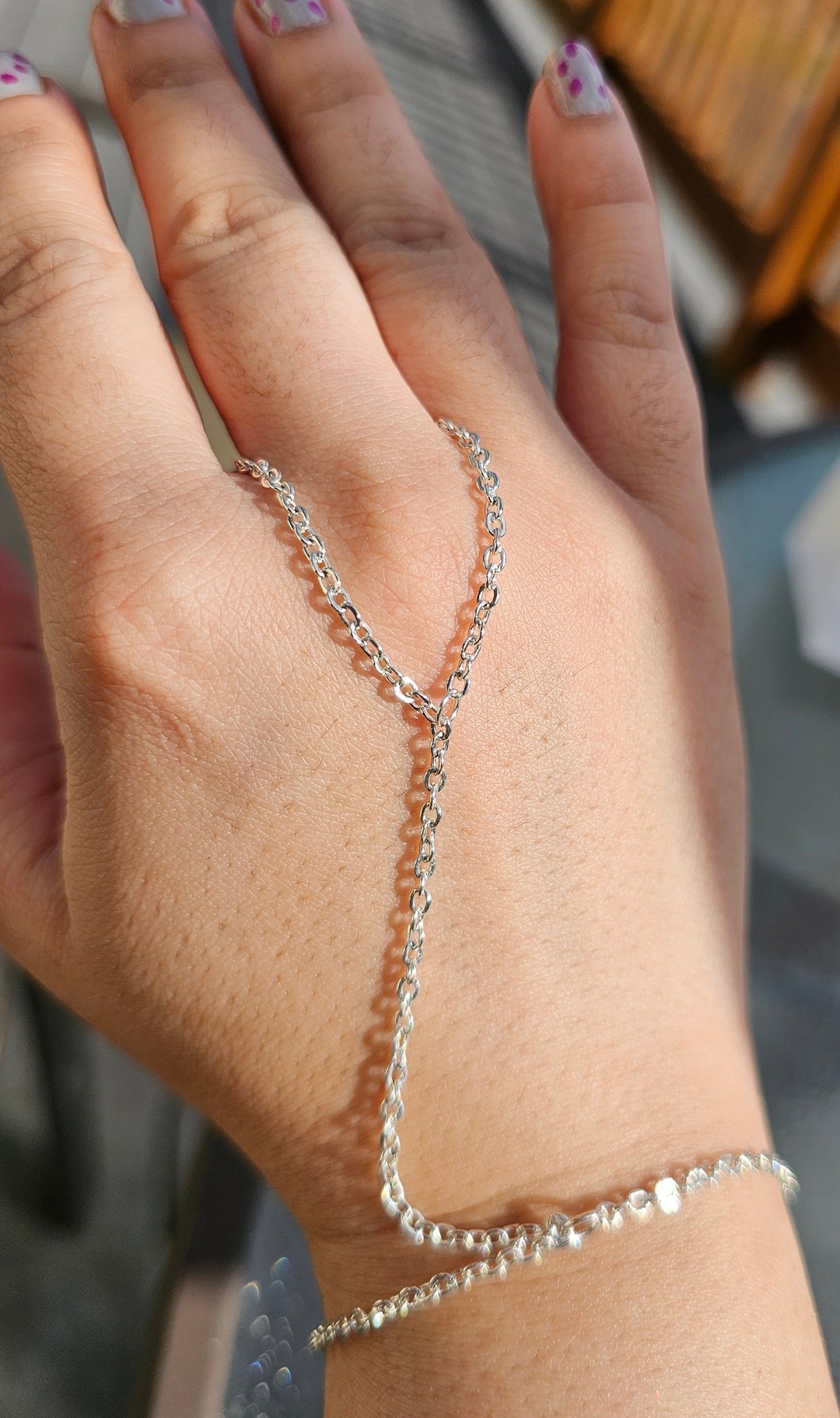 Silver Hand Chain Bracelet Ring: Stainless Steel Cubic Zirconia - Etsy