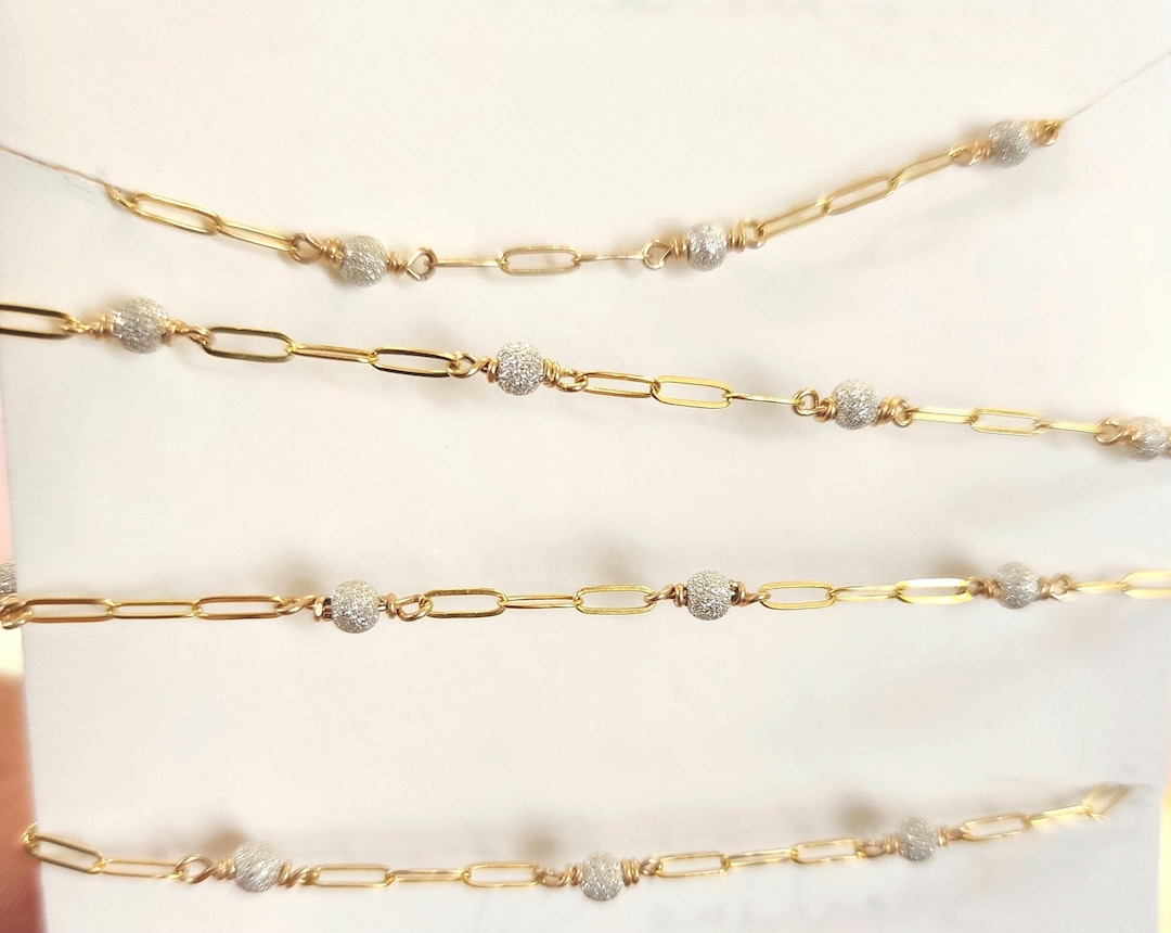 14K Gold Filled and Sterling Silver Mixed Metal Chain , Dainty and ...