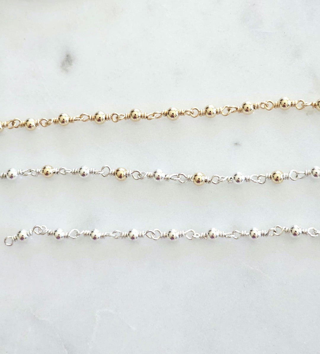 Gold Ball Chain, Beaded Chain by the Foot, 14 Karat Gold Filled Ball ...