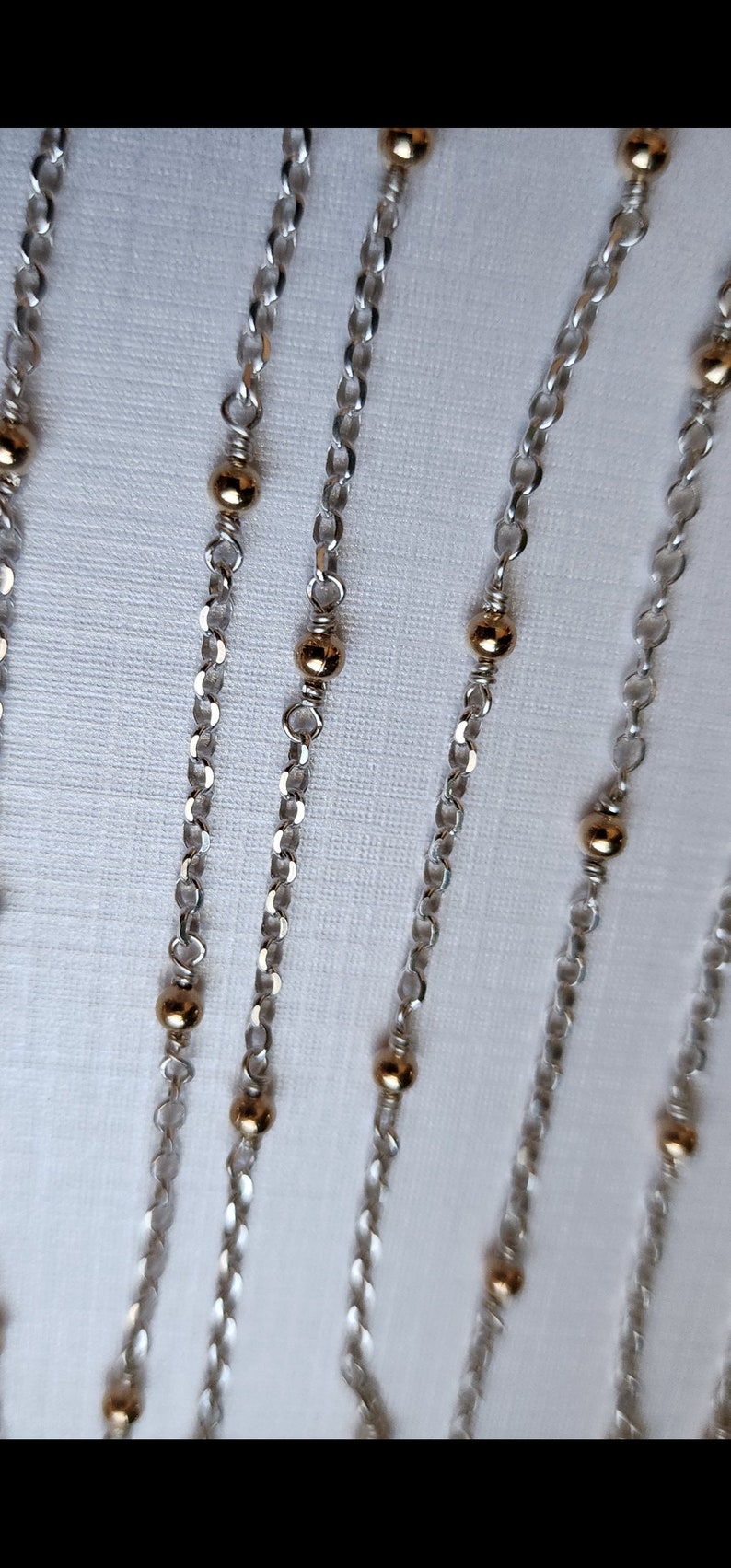 Sterling Silver Chain With 14K Gold Filled Beads. Mixed Metal Chain ...