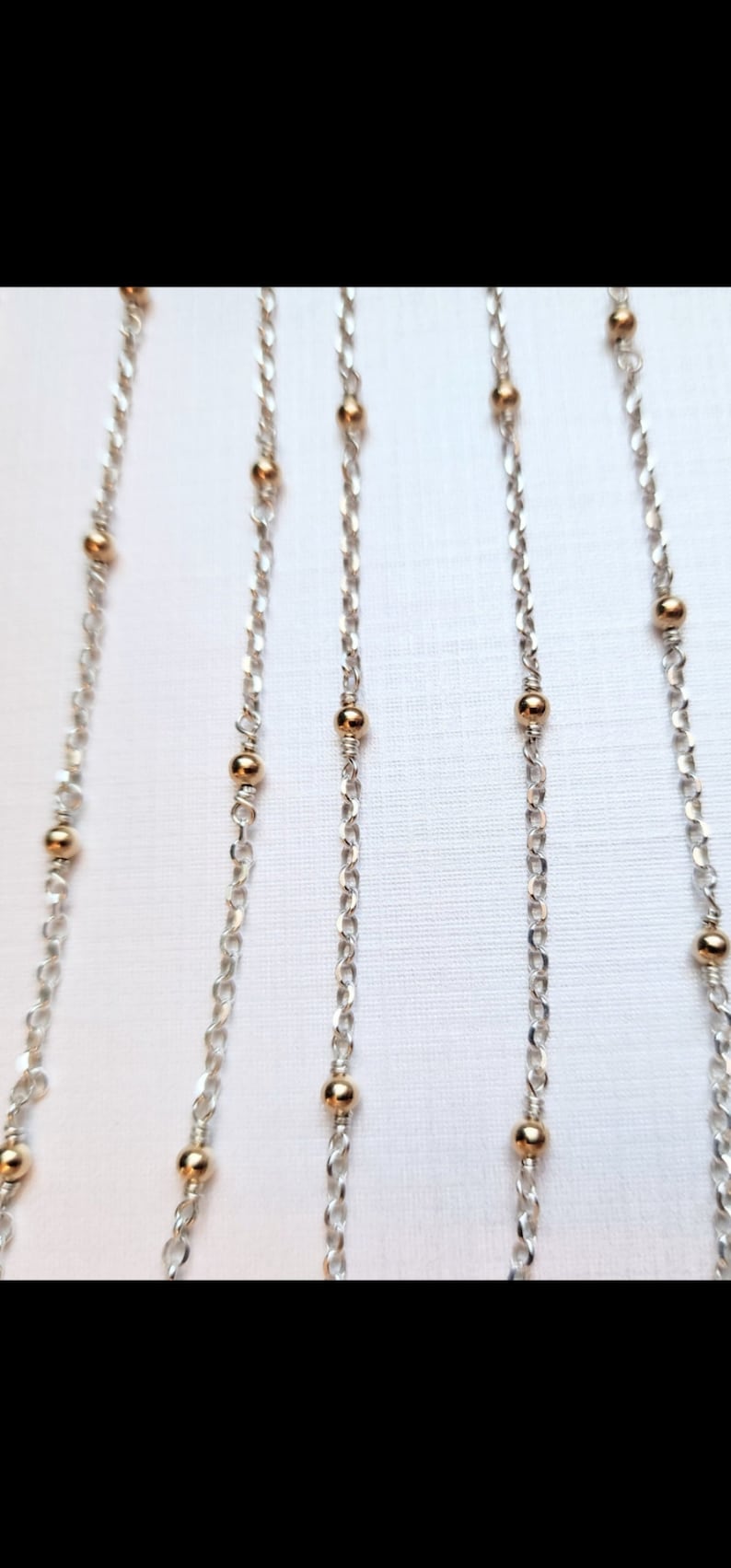 Sterling Silver Chain and 14K Gold Filled Beaded Mixed Metal Chain for ...