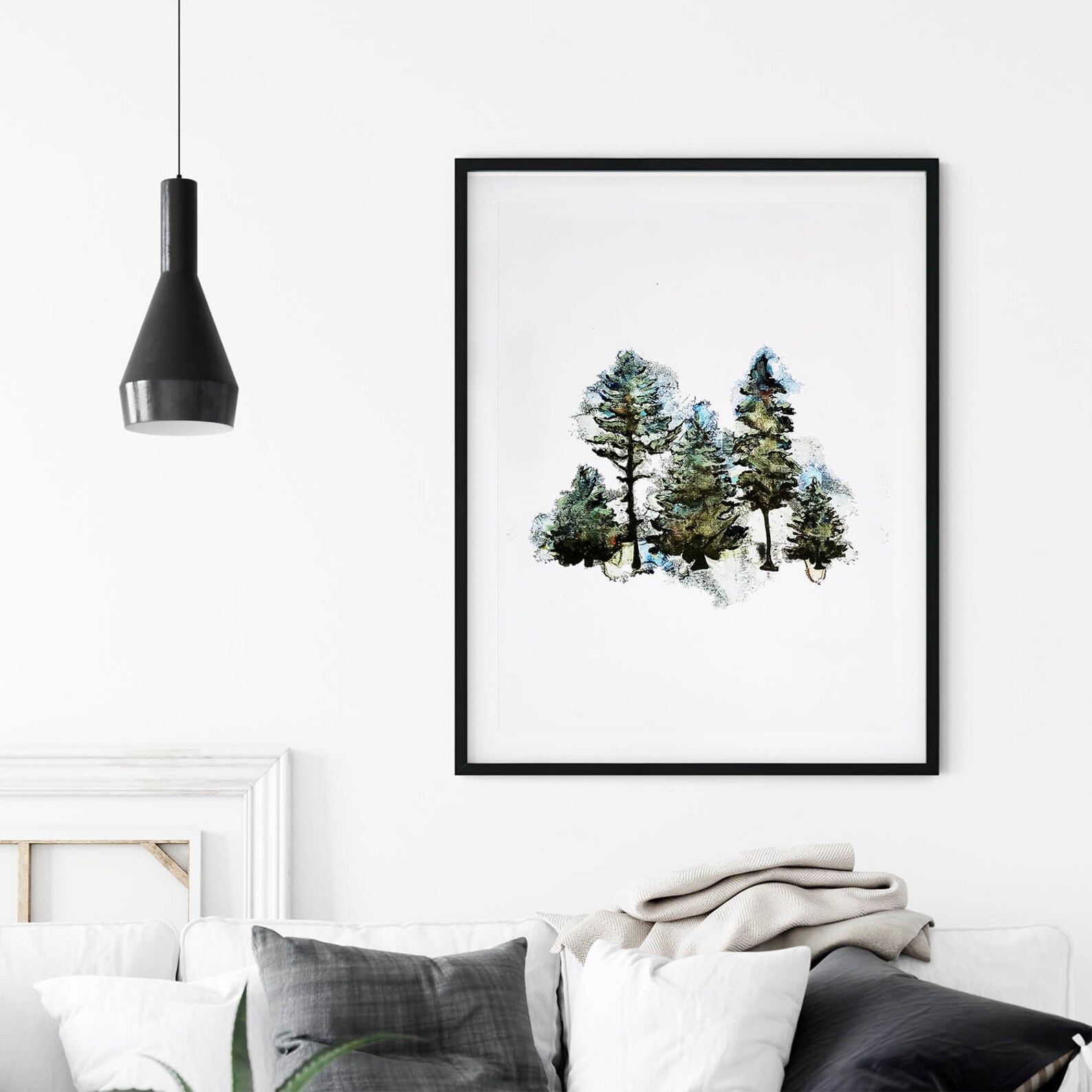 Watercolor Evergreen Trees Wall Art Print Printable - Etsy