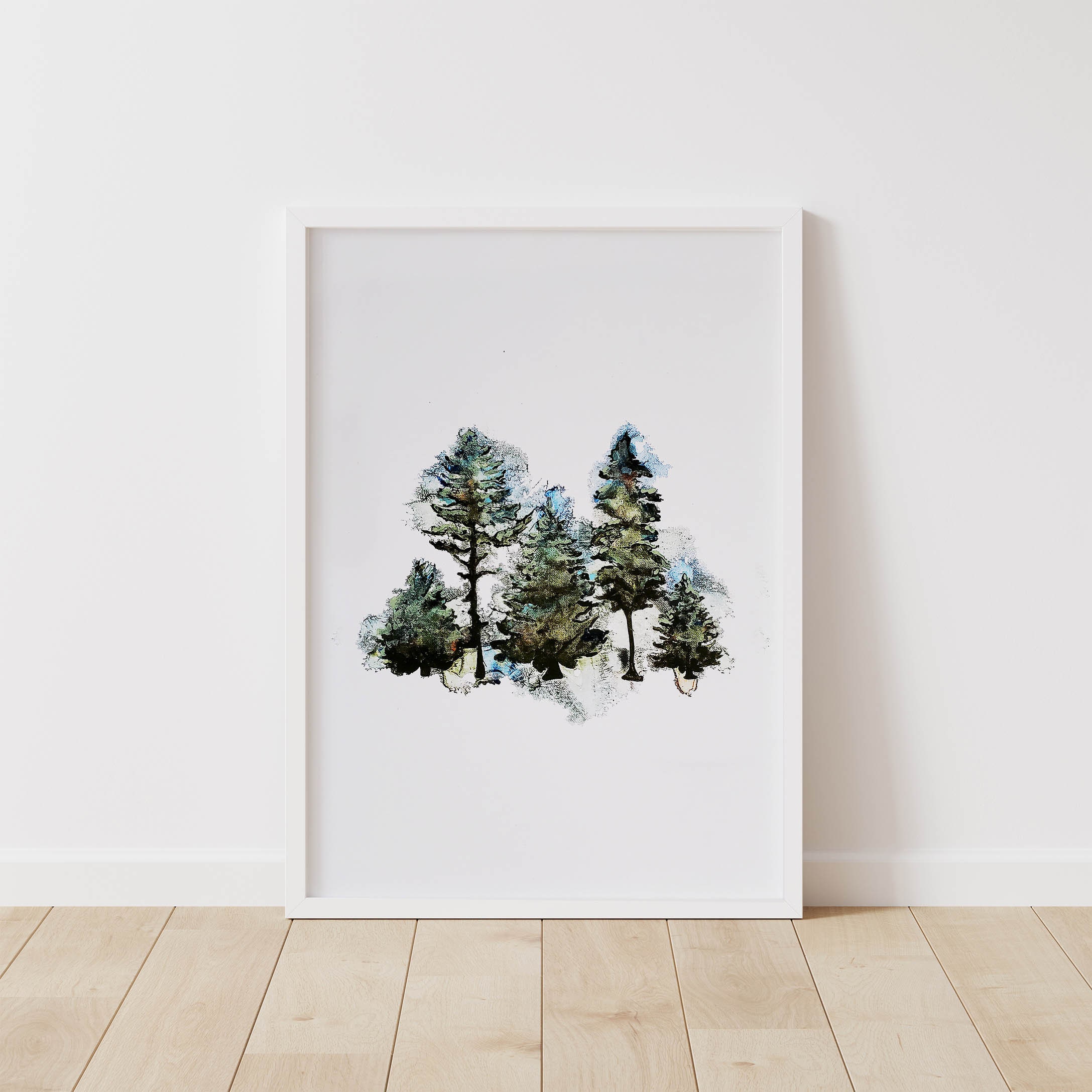 Watercolor Evergreen Trees Wall Art Print Printable - Etsy
