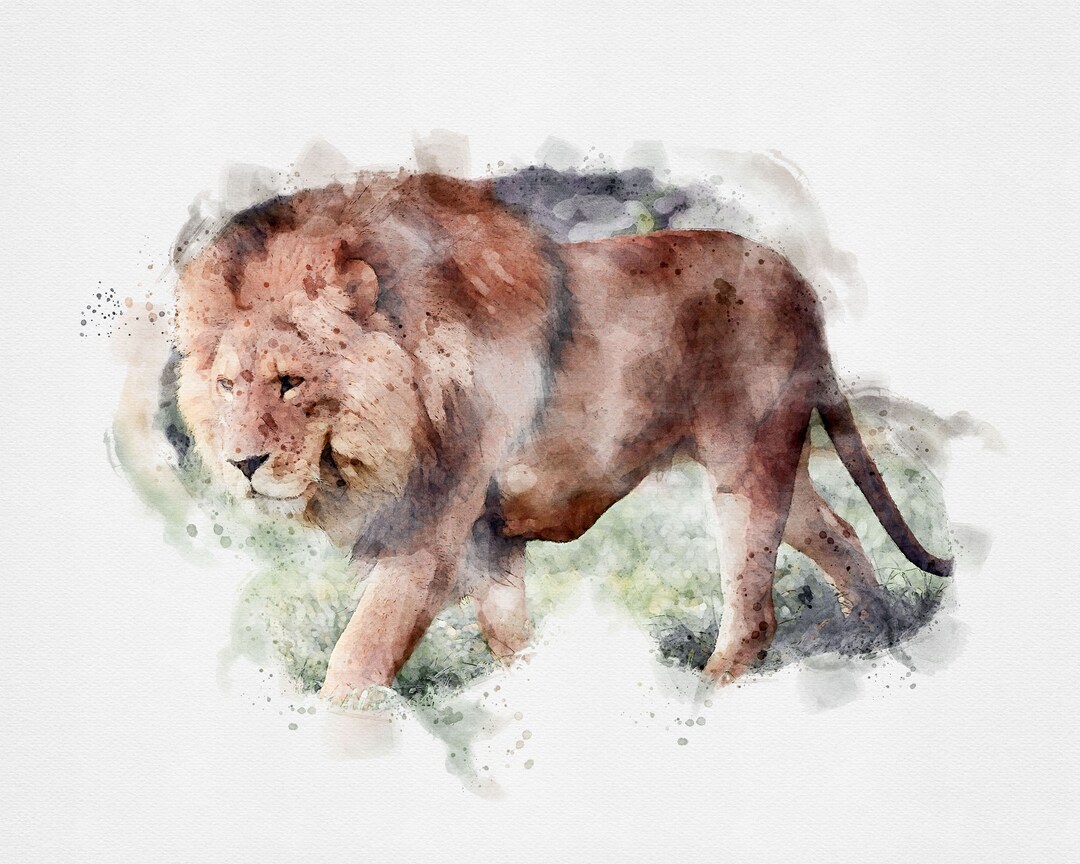 Printable Lion Watercolor Art, Printable Lion Watercolor Art, Lion ...
