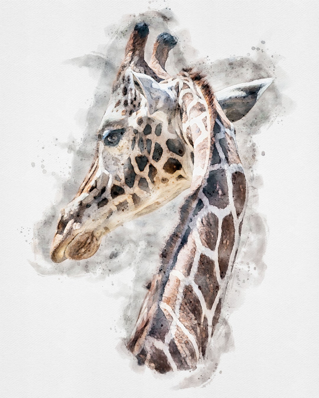 Handsome Giraffe Watercolor, Giraffe Watercolor Art, Printable Giraffe ...