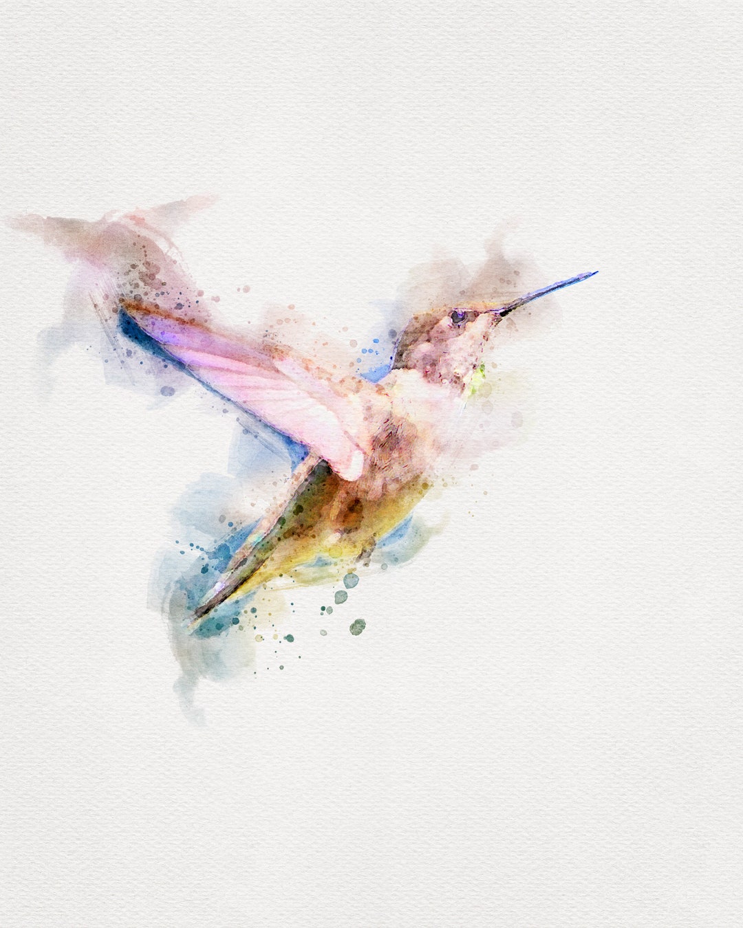 Colorful Hummingbird Watercolor Painting, Hummingbird Wall Art ...