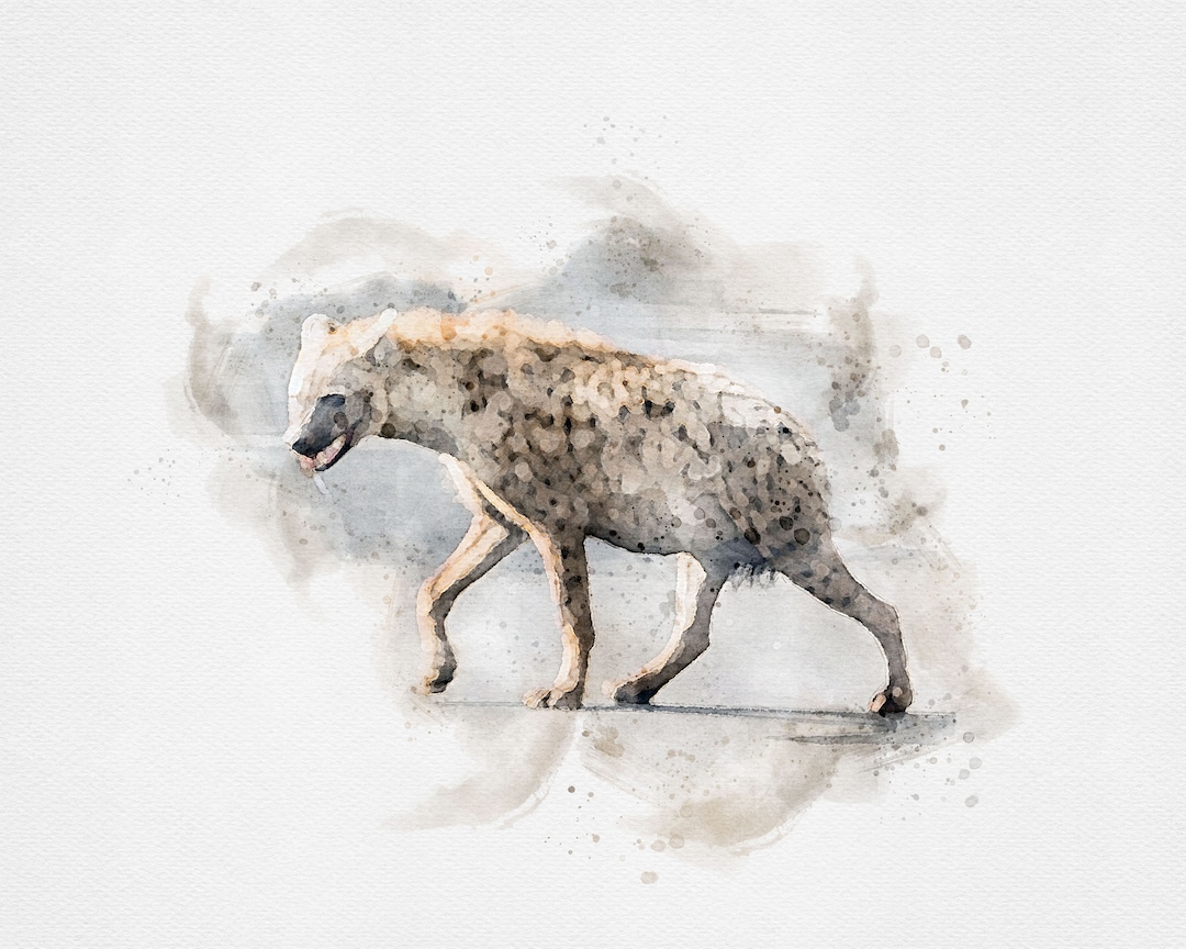 Hyena Watercolor Art, Hyena Watercolor Printable Art, Hyena Watercolor ...