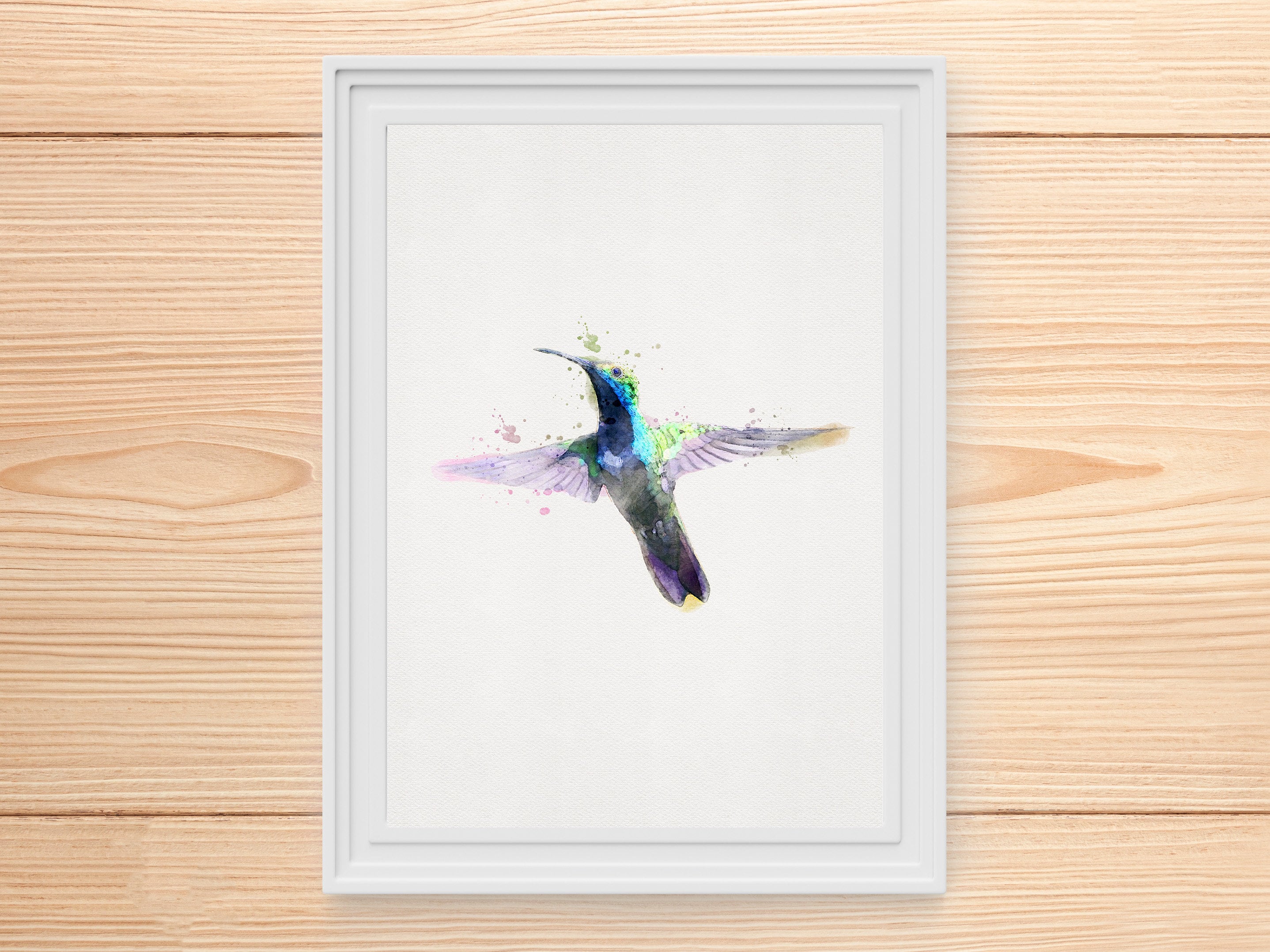 Colibrí azul acuarela original, colibrí colorido, colibrí acuarela ...