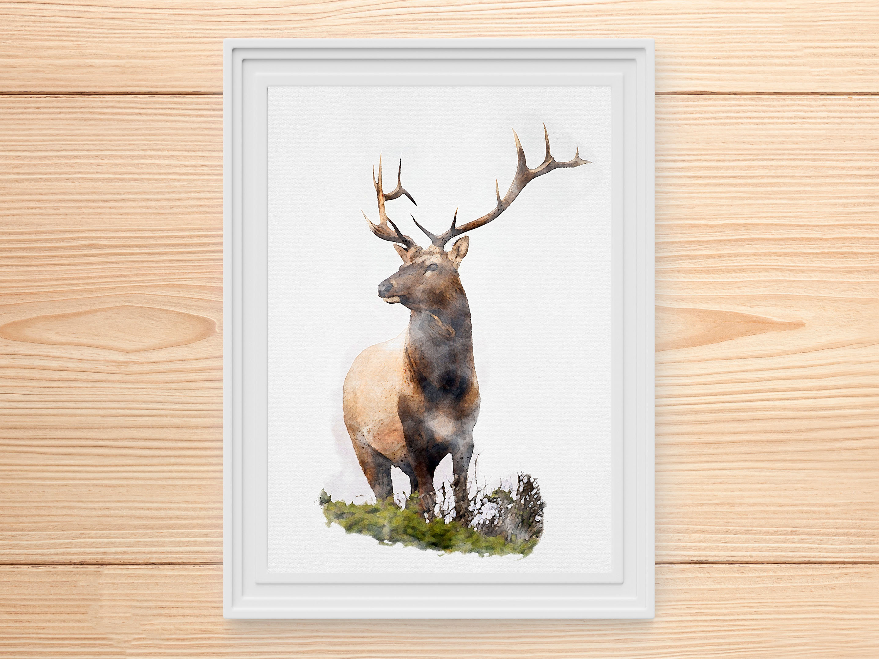 Elk Watercolor Art Printable Elk Decor Elk Painting - Etsy