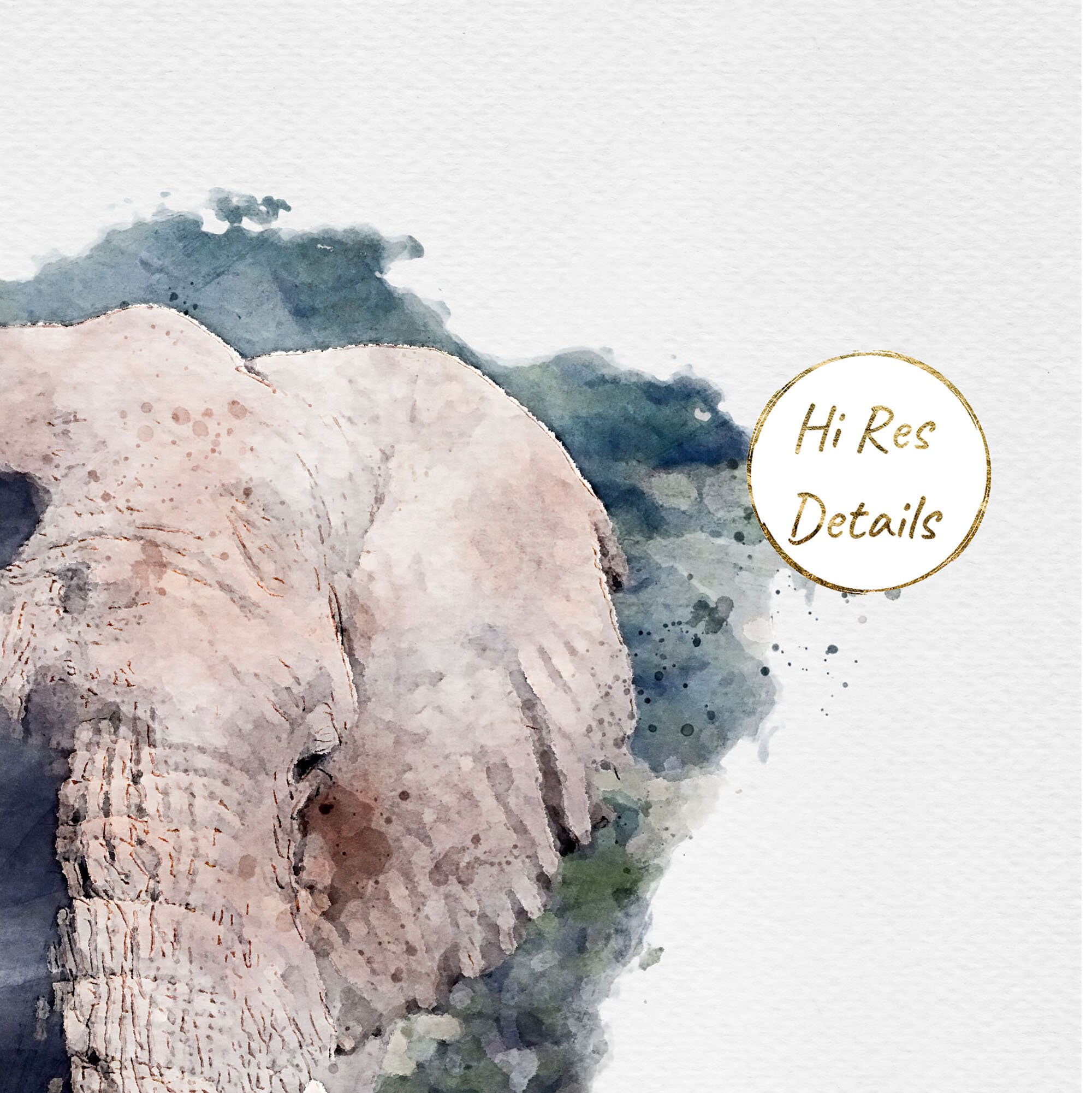 Elephant Watercolor Art, Printable Elephant Decor, Elephant Painting ...
