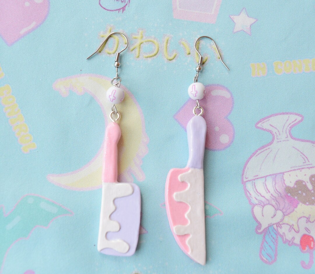 Kawaii Pastel Creepy Cute Mismatched Weapon Earrings, Fairy Kei Jewelry ...