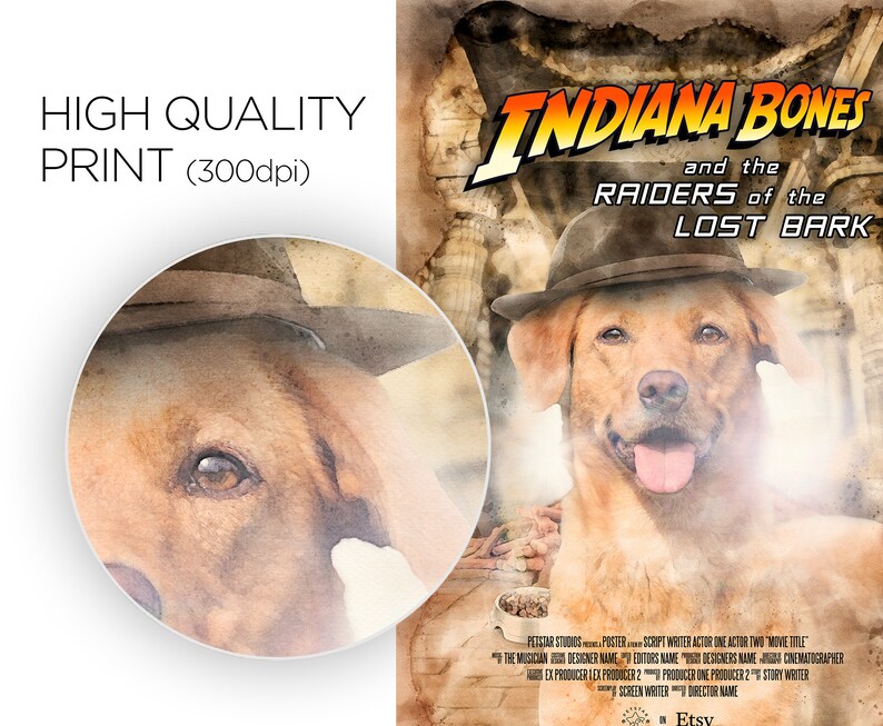 Indiana Jones Funny Movie Poster a Funny Custom Cat and Dog - Etsy