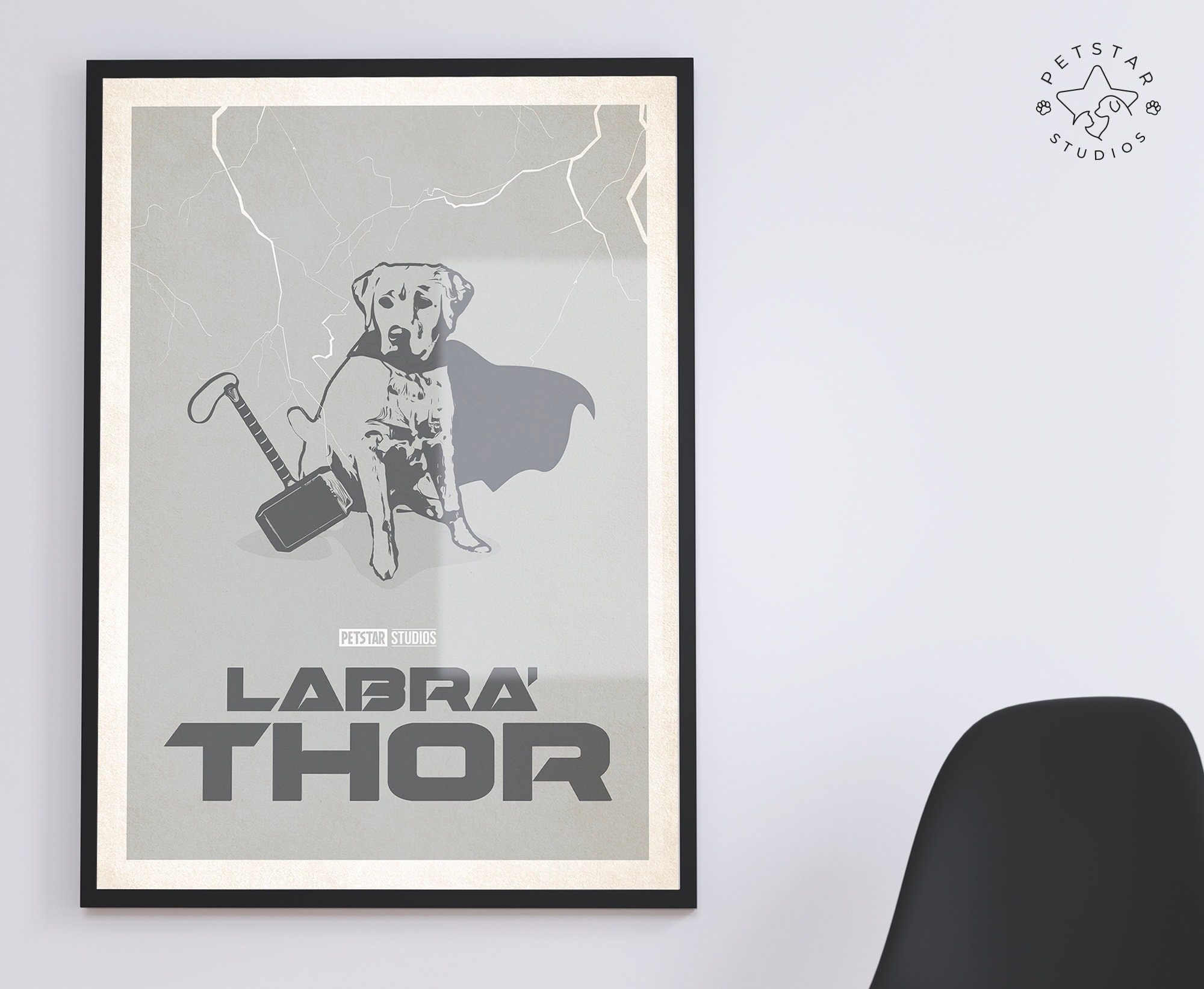Thor Cat and Dog Movie Poster, Funny Minimalist Custom Portrait from ...