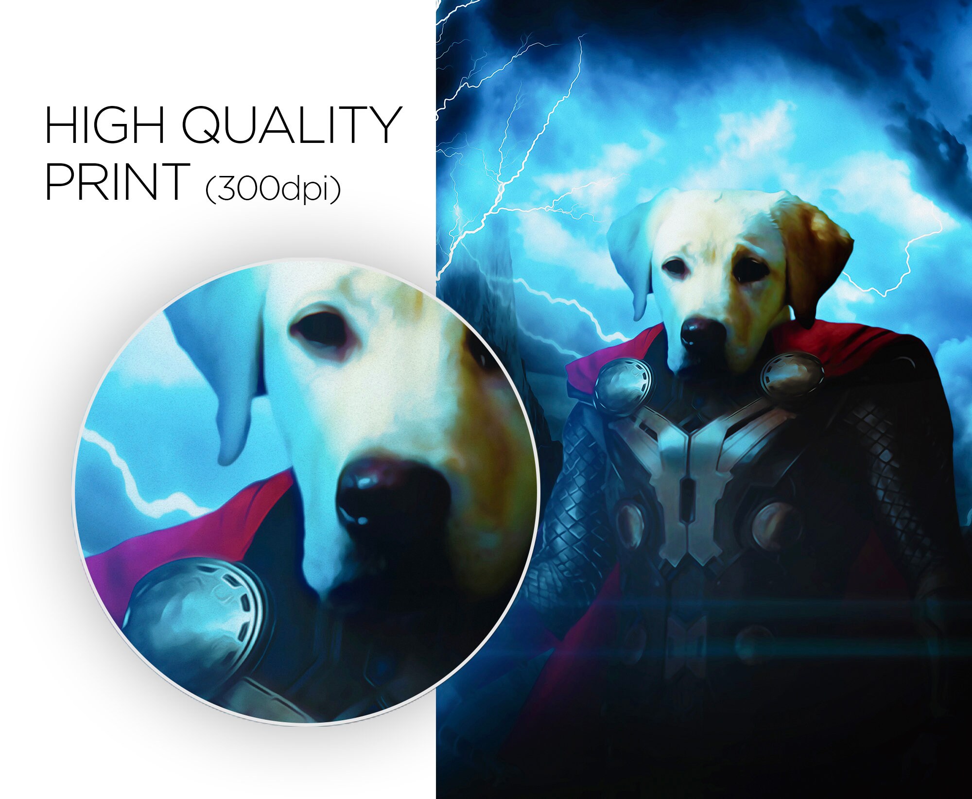 Custom Cat And Dog Thor Pet Portrait, Funny Custom Portrait from your ...