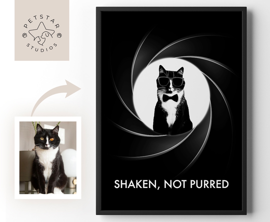 James Bond 007 Funny Movie Poster a Funny Custom Cat and Dog - Etsy