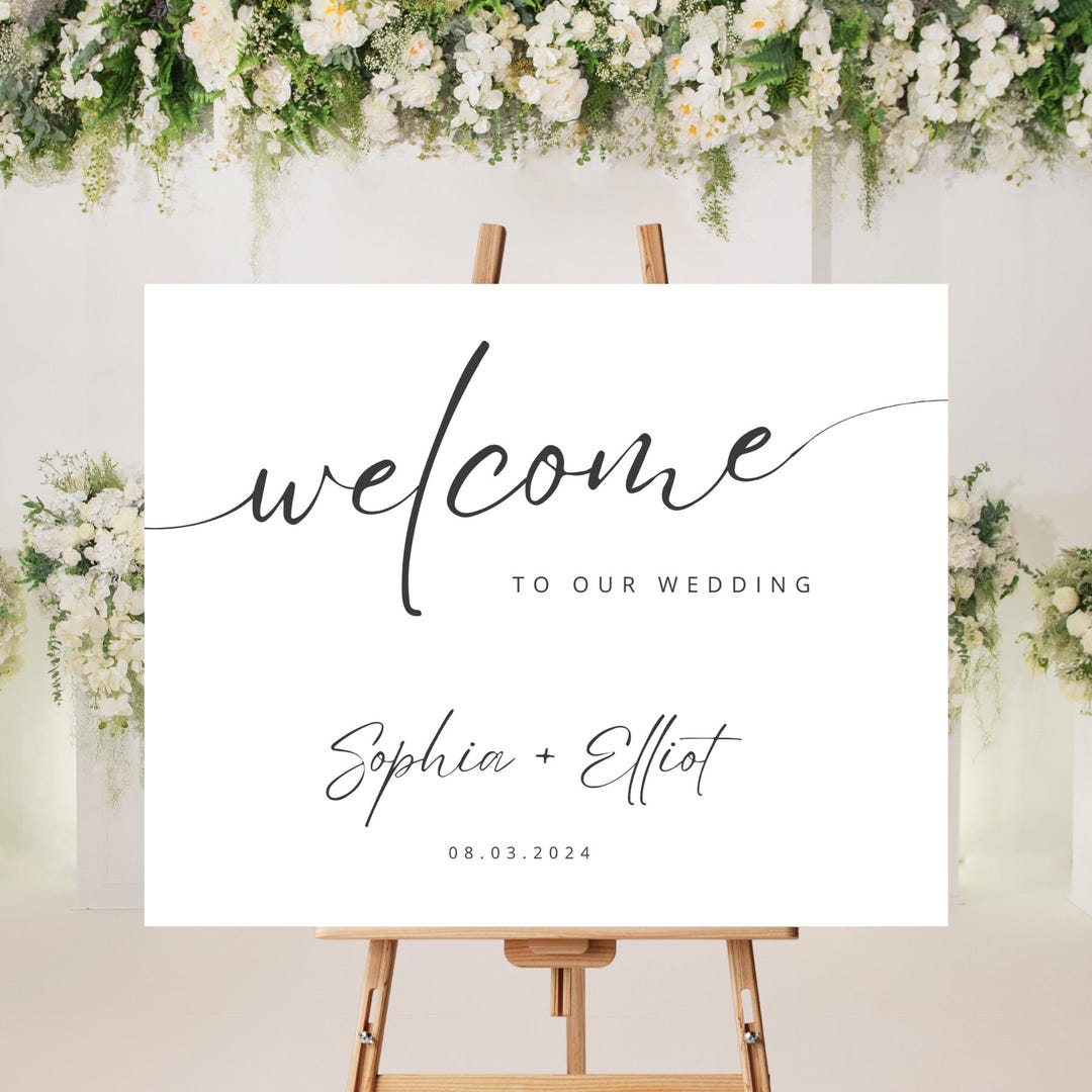 Wedding Welcome Sign Editable Horizontal, Minimalist Wedding Sign ...