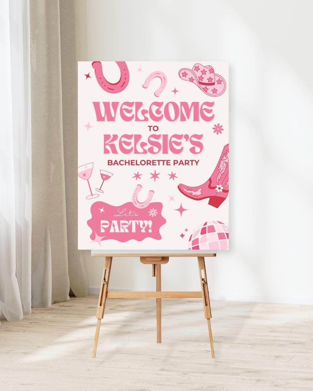 Let's Go Girls Bachelorette Welcome Sign Poster, Editable Nashville Hot ...
