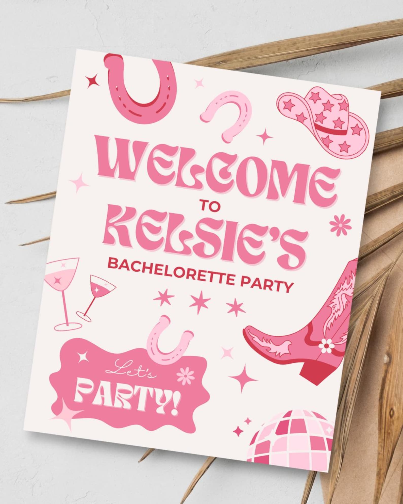 Let's Go Girls Bachelorette Welcome Sign Poster, Editable Nashville Hot ...