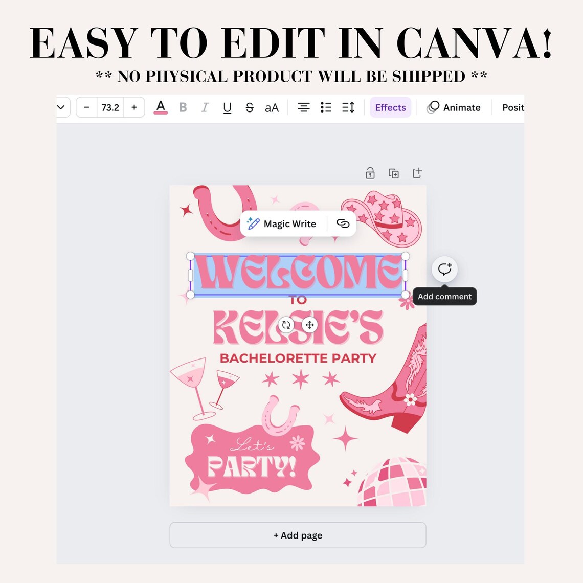 Let's Go Girls Bachelorette Welcome Sign Poster, Editable Nashville Hot ...