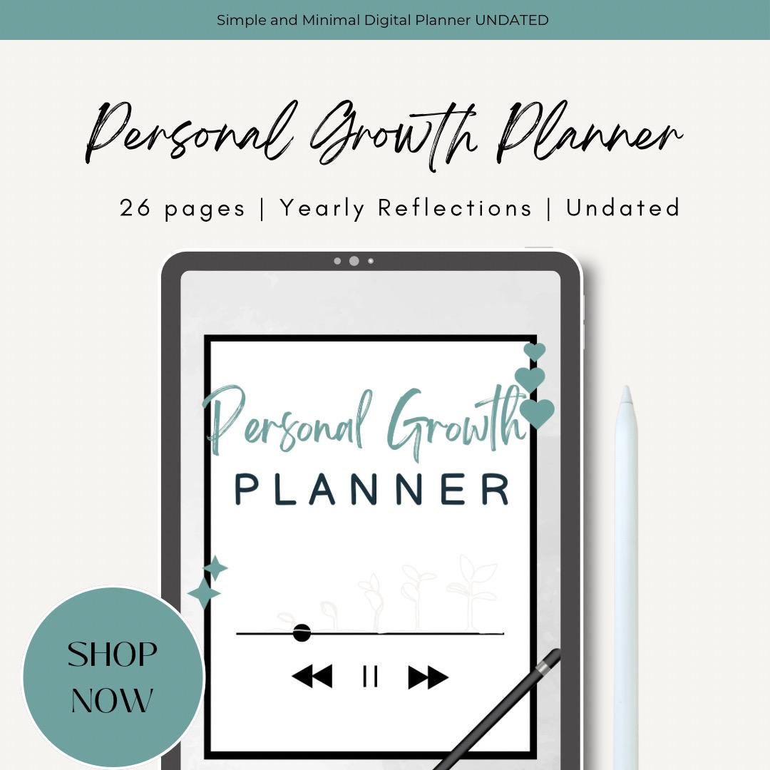 Digital Personal Growth Planner, Undated, Weekly Plaaner, 26 Pages ...