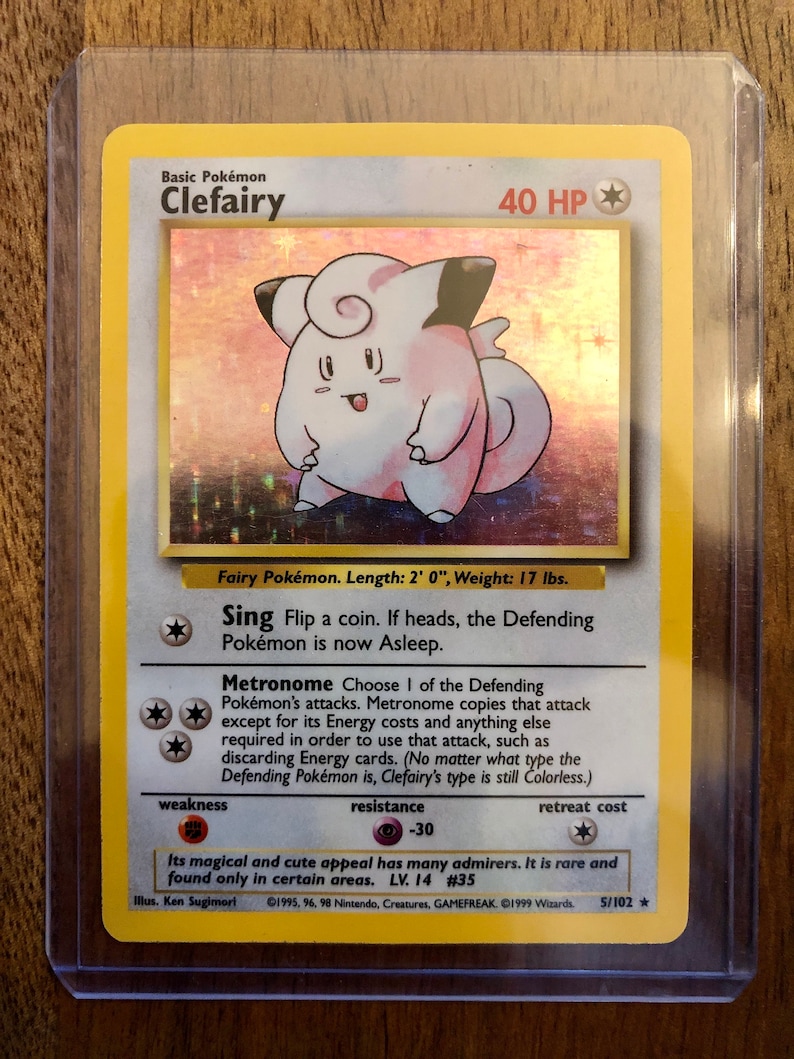 Rare Clefairy Holo 1999 Base Set Pokemon Card 5/102 - Etsy