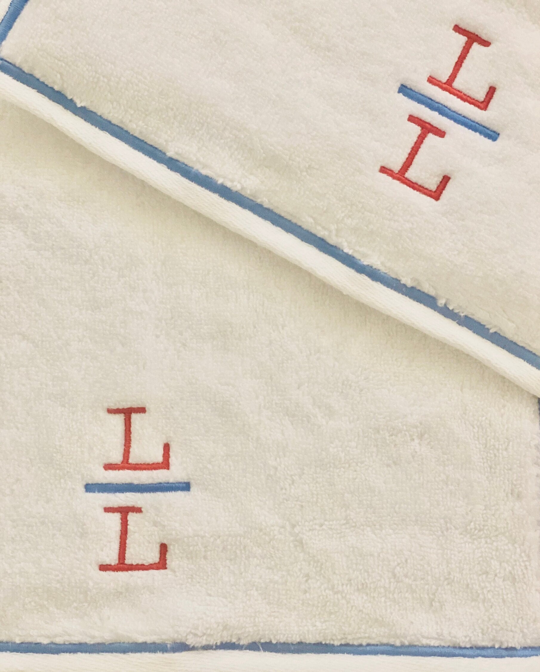 Monogrammed Bath Towel Set, Straight Embroidered Edge, Thick Cotton ...