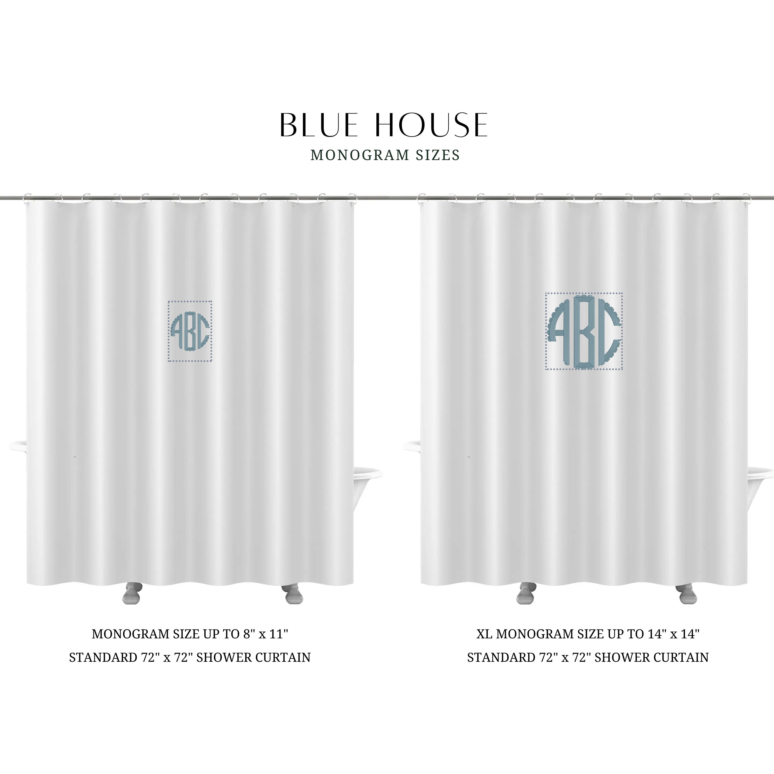 Scallop Edge Monogrammed Shower Curtain Slate Blue Or Custom Etsy