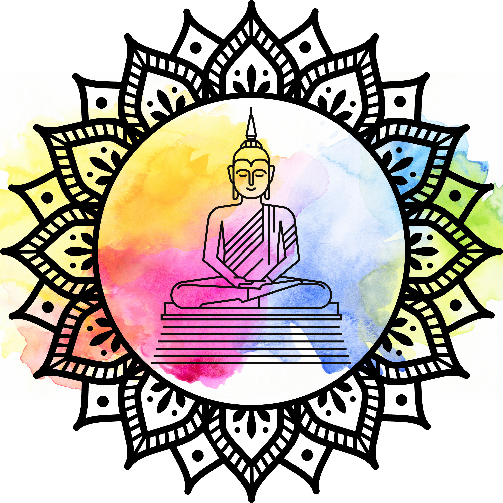 Watercolour Colourful Buddha Mandala Art Instant Download | Etsy