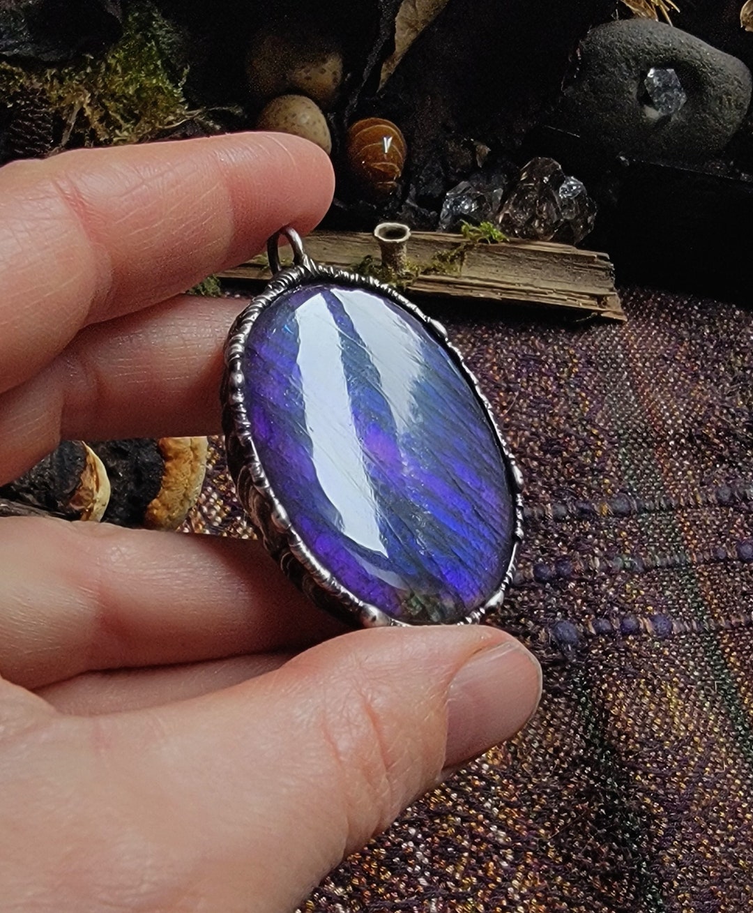 Super Deep and Intense Purple and Blue Labradorite Amulet/pendant, Hand ...