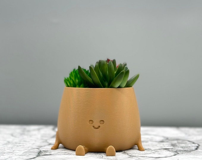 3D Printed Happy Face Planter, Eco-friendly Bio-based Material, Cute ...