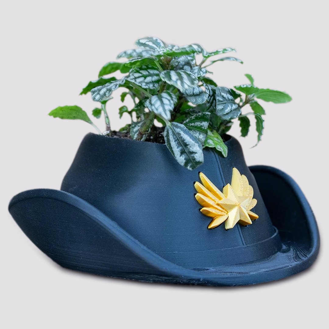 3D Printed Cowboy Hat Planter Pot: Home Decor With Drainage Tray - Etsy