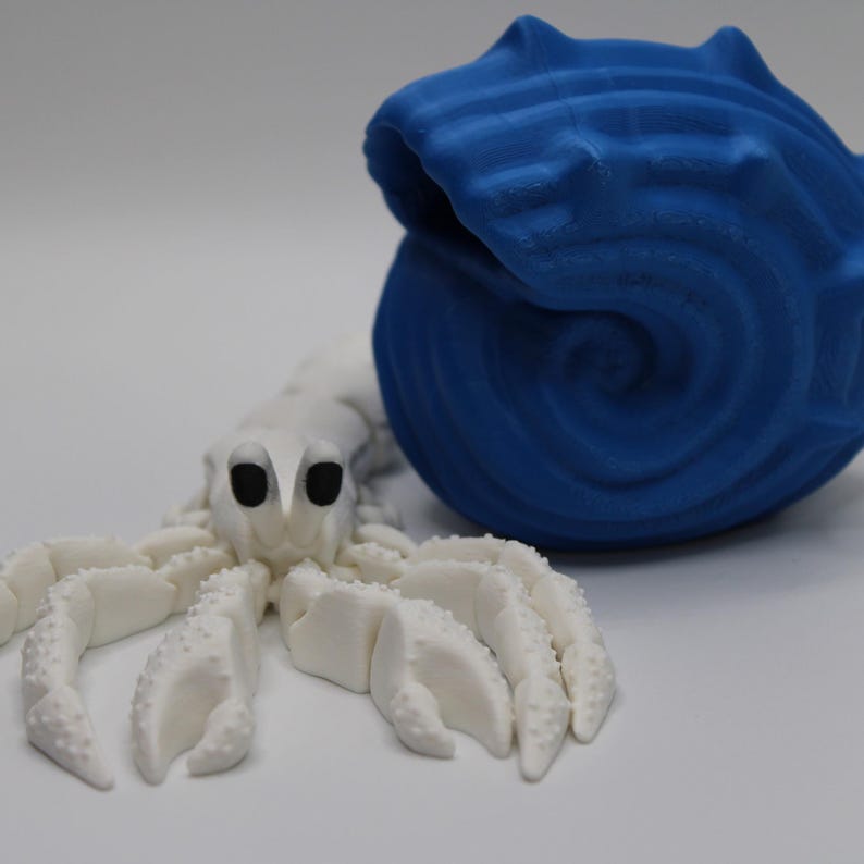 Posable 3D Printed Hermit Crab: Magnetic Shell, Articulated Home Decor ...