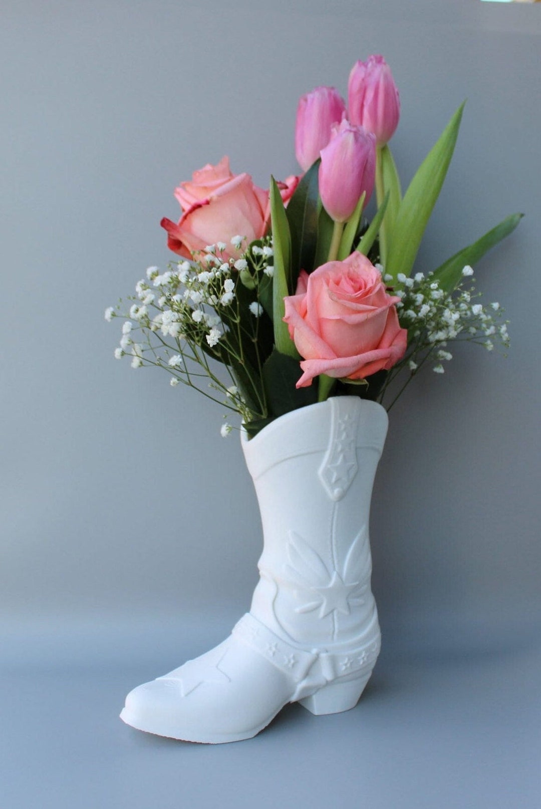 Cowboy Boot Vase for Blooming Bouquets - Flower Vase - Flower Pot Home ...