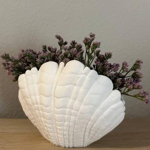 Seashell Vase – 3D Printed Shell Flower Pot, Coastal Beach Decor ...