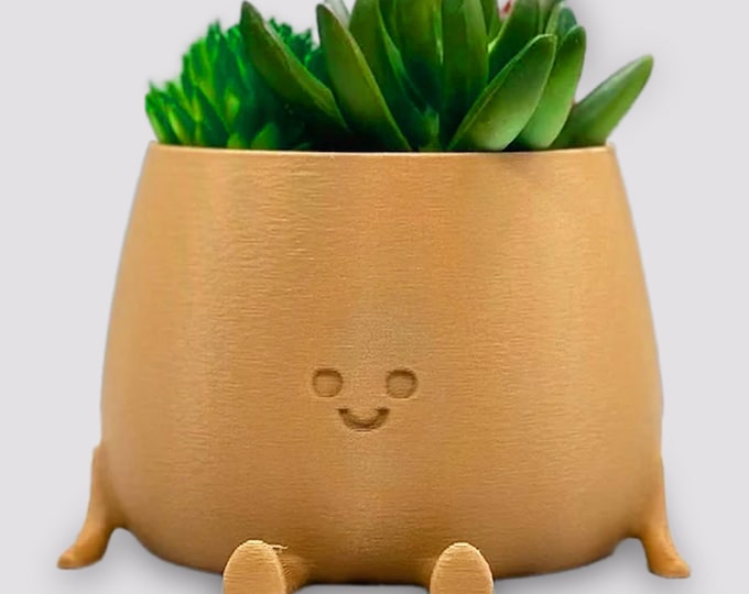 Smiley Sitting Pot With Cord Legs, Cute Plant Pot, Sitting Planter ...