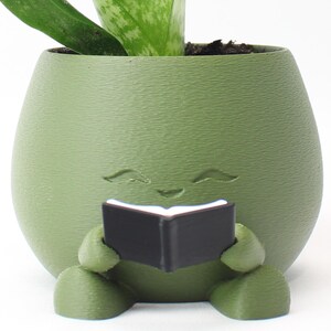 Reading Planter – Cute Face Pot for Book Lovers, Gift for Readers, 3D ...