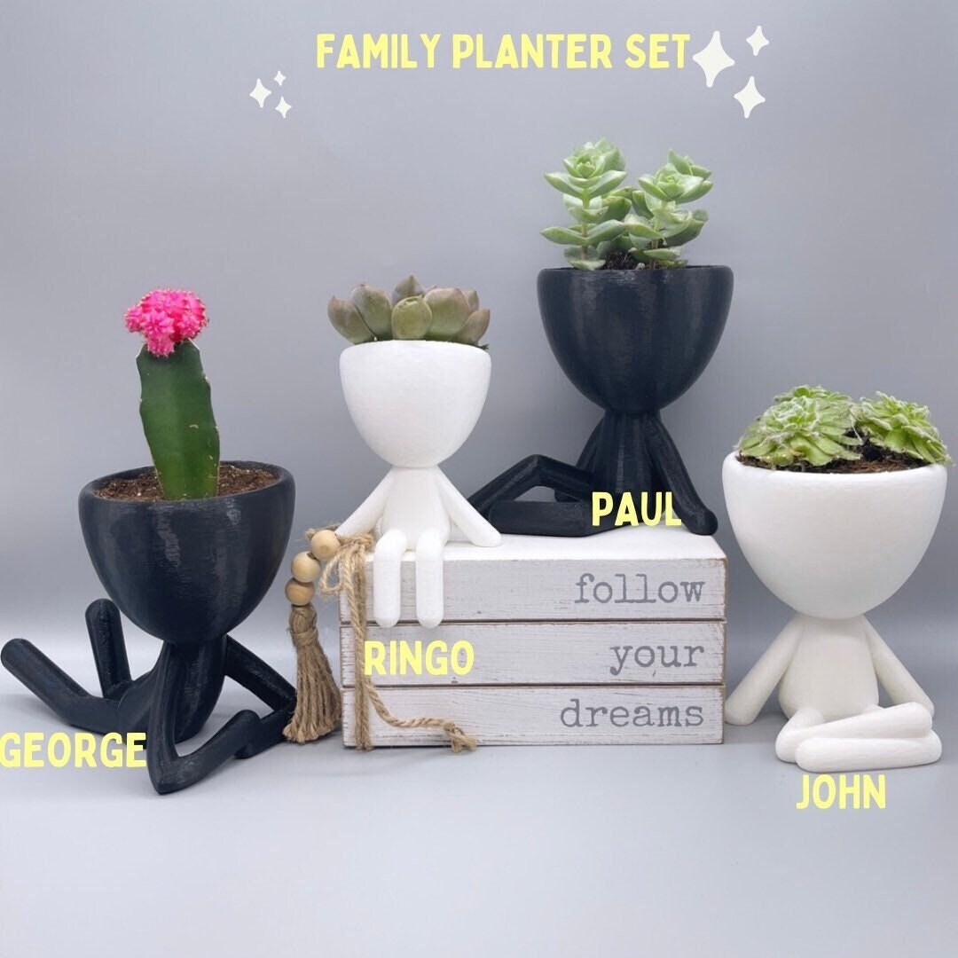 Cute Robert Planter Set – 3D Printed Succulent Pots, Zen Decor - Etsy