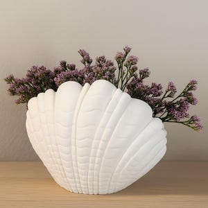 Seashell Vase – 3D Printed Shell Flower Pot, Coastal Beach Decor ...