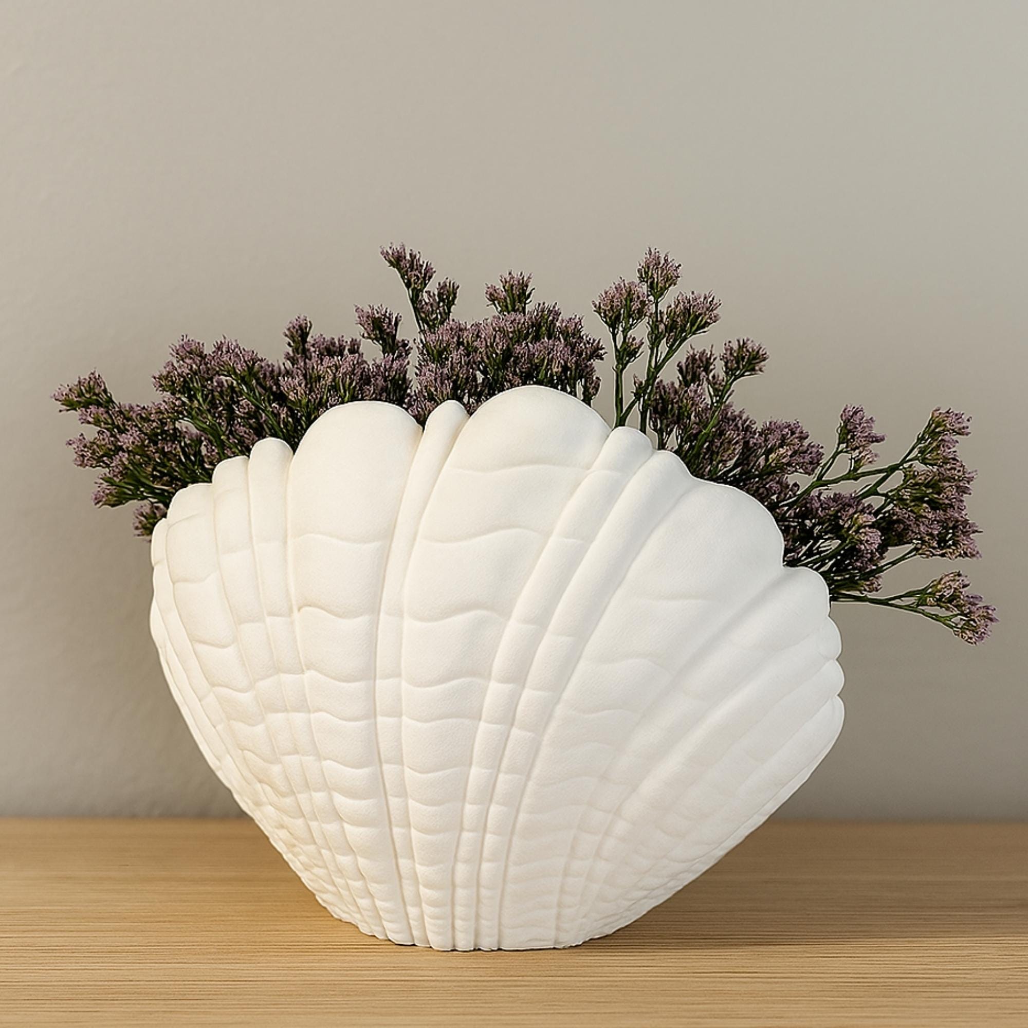 Seashell Vase – 3D Printed Shell Flower Pot, Coastal Beach Decor ...