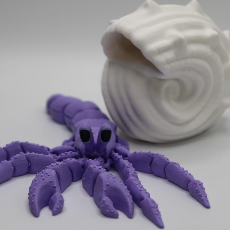 Posable 3D Printed Hermit Crab: Magnetic Shell, Articulated Home Decor ...