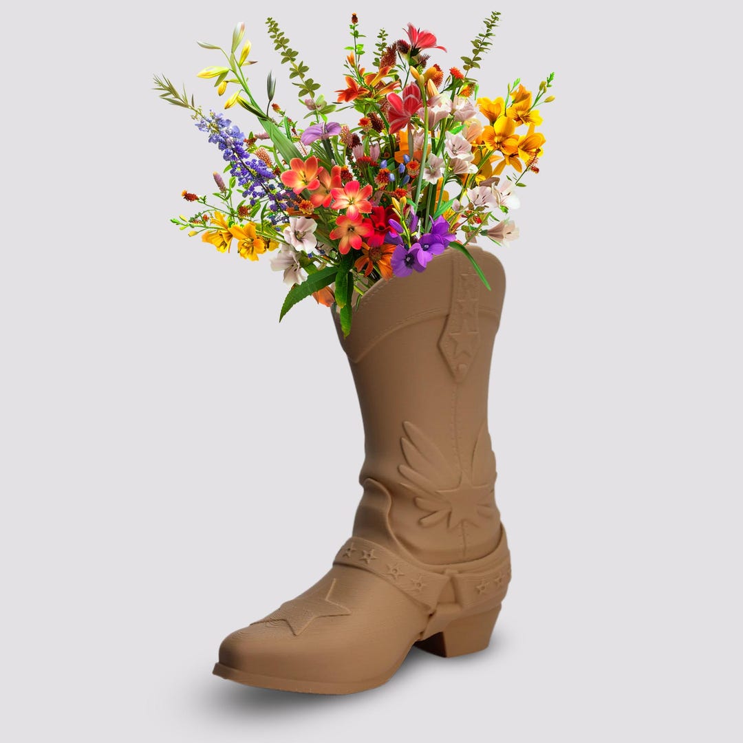 Cowboy Boot Vase for Blooming Bouquets - Flower Vase - Flower Pot Home ...
