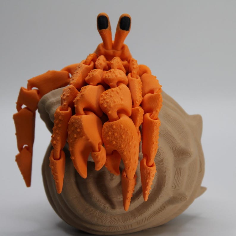 Posable 3D Printed Hermit Crab: Magnetic Shell, Articulated Home Decor ...